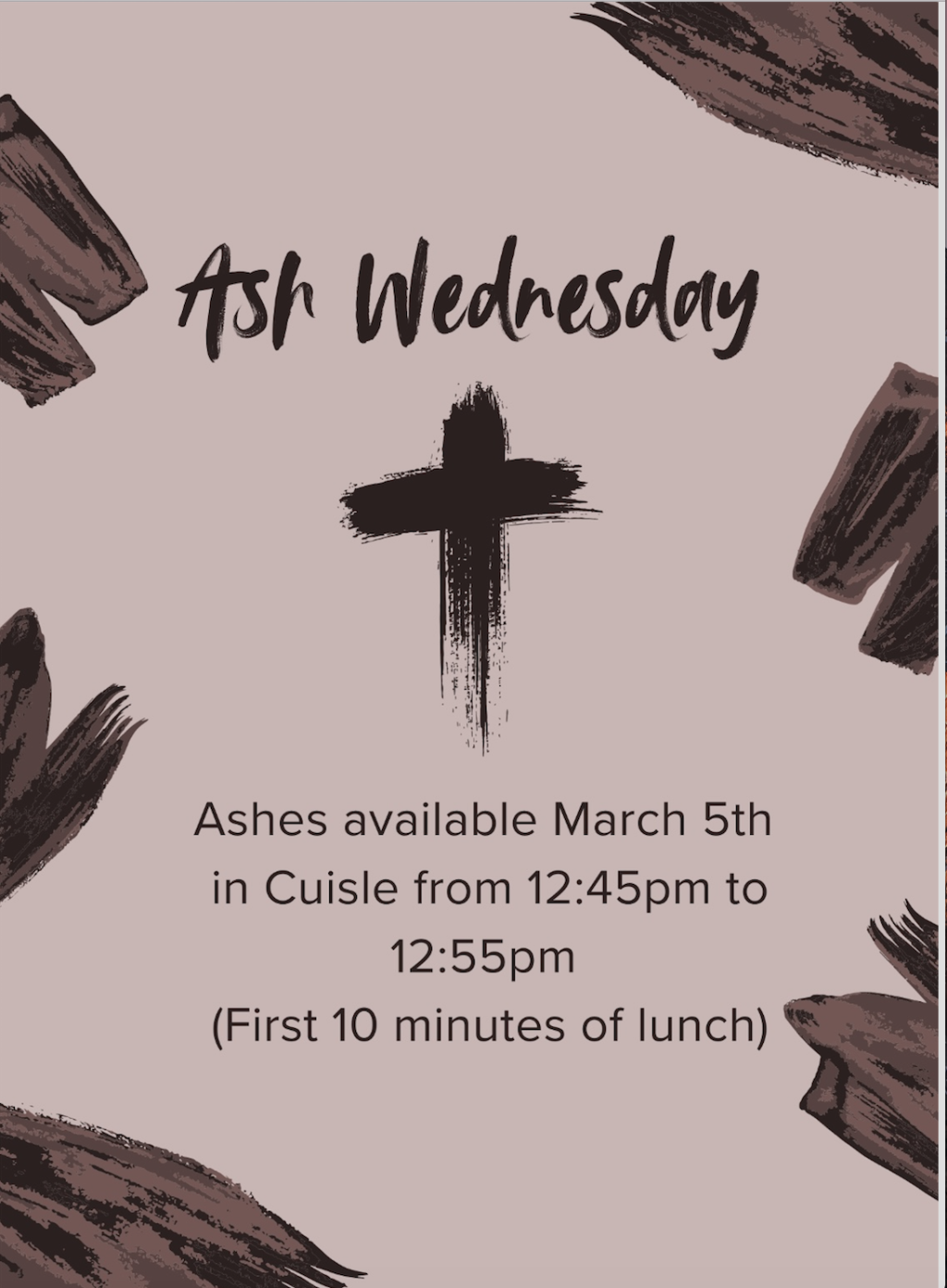 SEASON OF LENT BEGINS - ASH WEDNESDAY - ST LOUIS HIGH SCHOOL